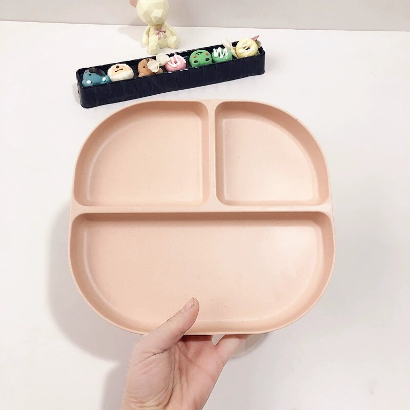 Детская тарелка A5 с разделителями, экологичная однотонная тарелка с 3 секциями для школьников и детского сада,