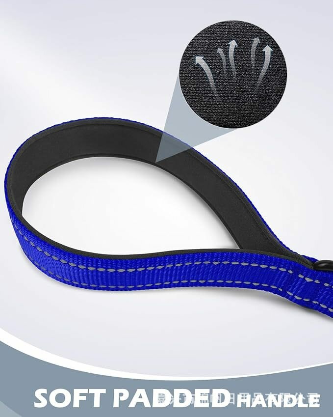 Отражательная нейлоновая поводок для крупных собак, 2.5 см x 30 см, флуоресцентно-синий