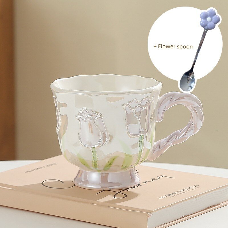 Фиолетовая кружка-тюльпан, 2024, новая чашка, высокопроизводительная керамическая чашка, офисная кофейная чашка для