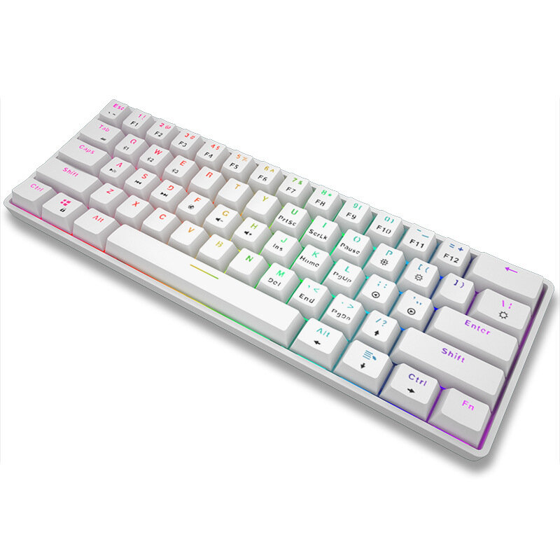 Bluetooth 5.0 Двойная мода механическая клавиатура с переключателями Cherry MX Blue, RGB-подсветка, 61 клавиша,