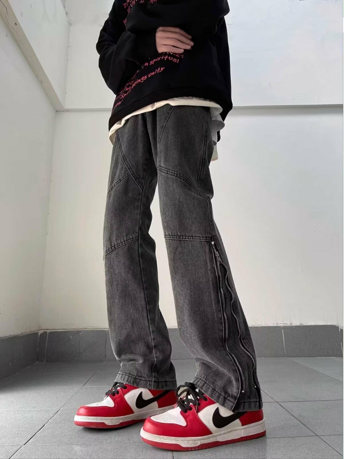 MON Джинсы Мужские Новые Хип-Хоп 3D Карманы Свободные Прямые Деним, Размер_XXXL