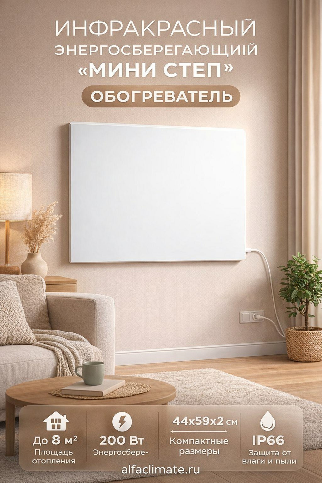 Инфракрасный обогреватель "степ-mini 200/0,59 х 0,44"