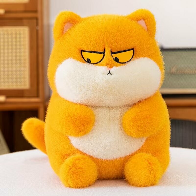 Plush toy pillow cat cute cartoon cool expression for kids room decor and play，25 cm