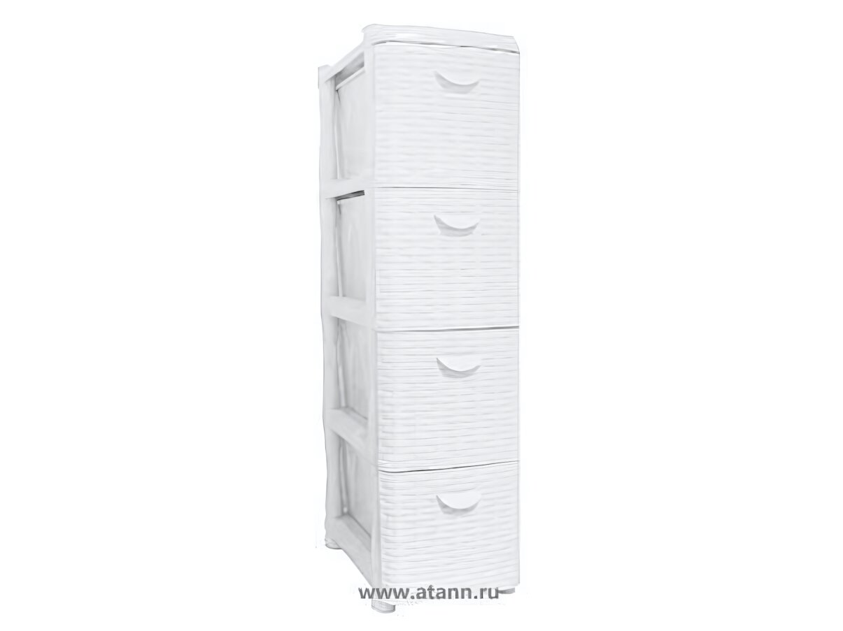 Комод пластиковый 'Ротанг' белый, 3 ящика, размер 30х40х80см
