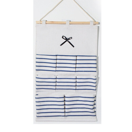 Подвесные многослойные тканевые хлопчатобумажные мешки для отделки разных вещей A389 синий 8 карман_Большой размер