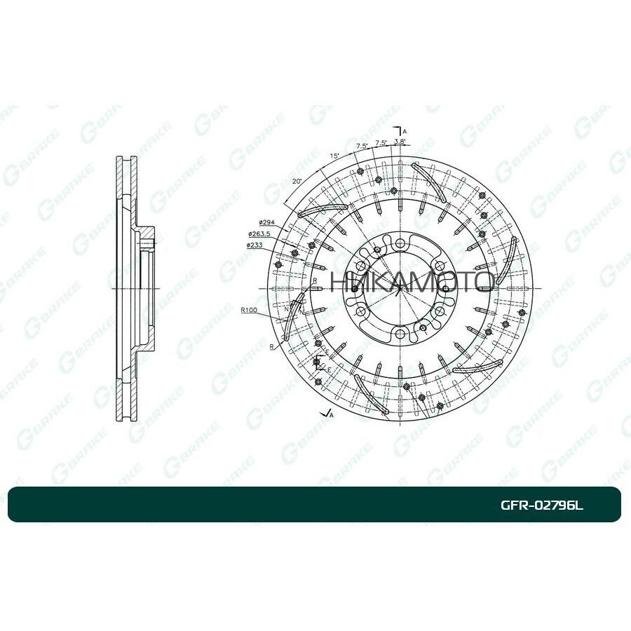 G-BRAKE GFR-02796L Диск тормозной перфорированный вентилируемый G-brake левый