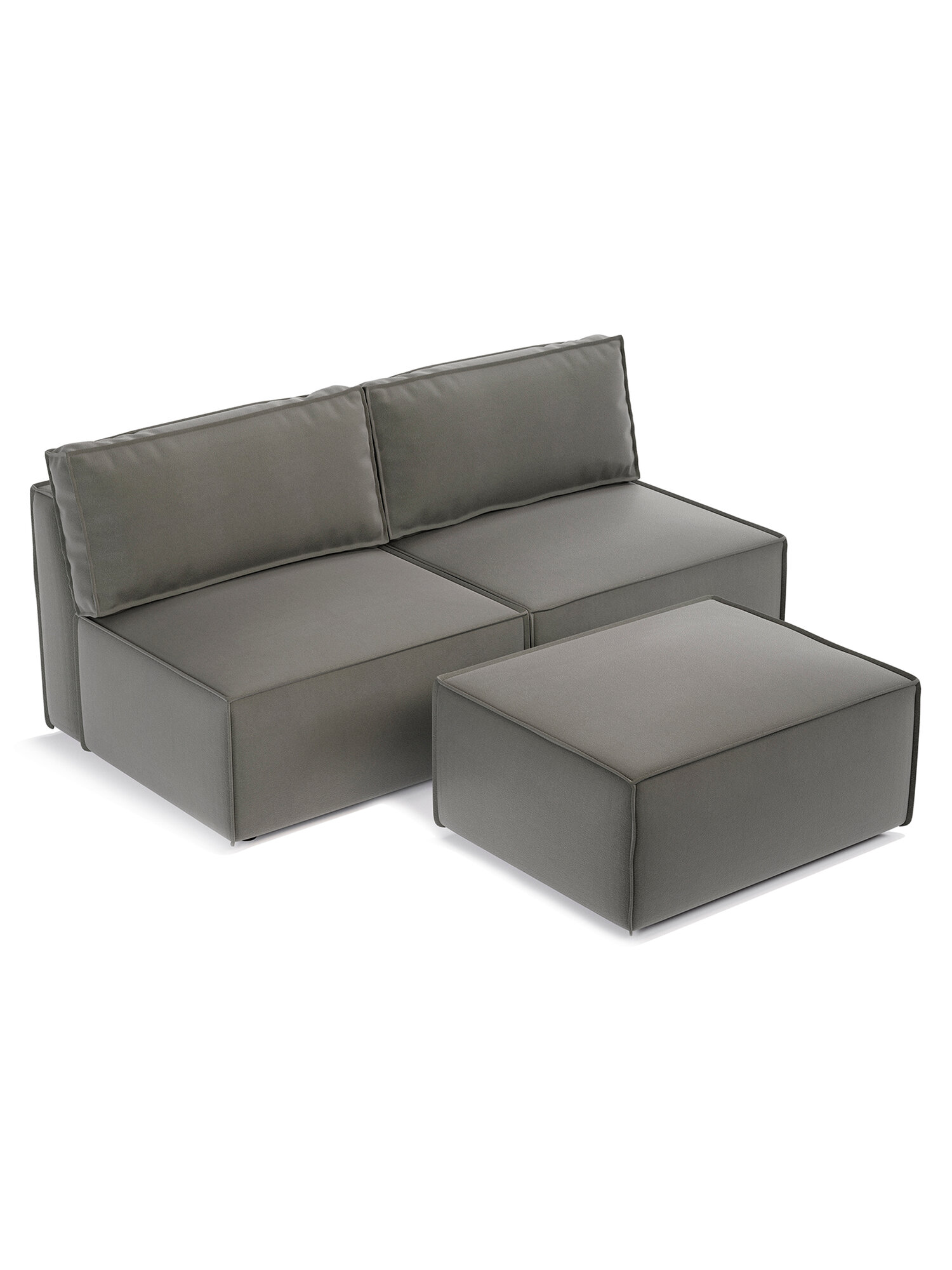 Диван прямой модульный с пуфом Гамма 190х95х70 см НПБ, велюр серый