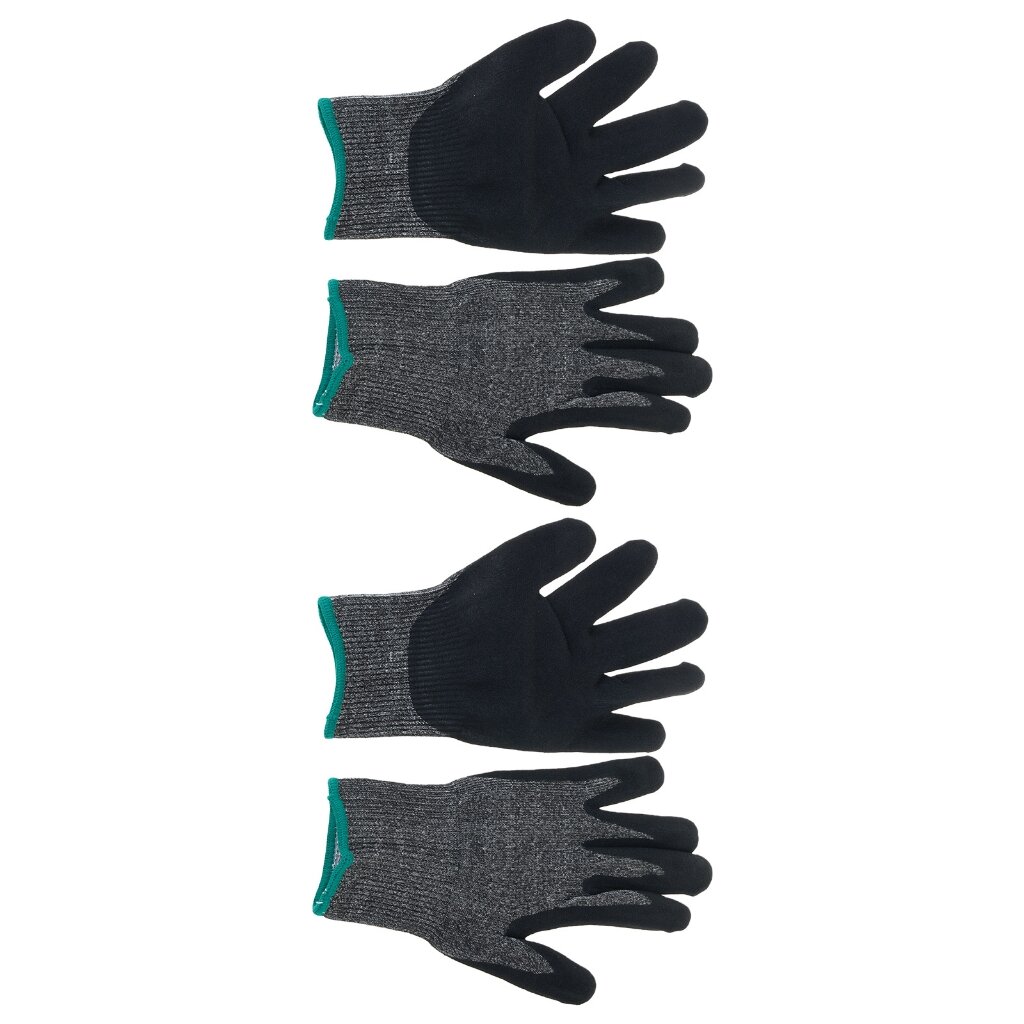 2 пары противорежущих, дышащих, износостойких, нескользящих рабочих перчаток HPPE класса 5 с пропиткой для ладоней-средний размер