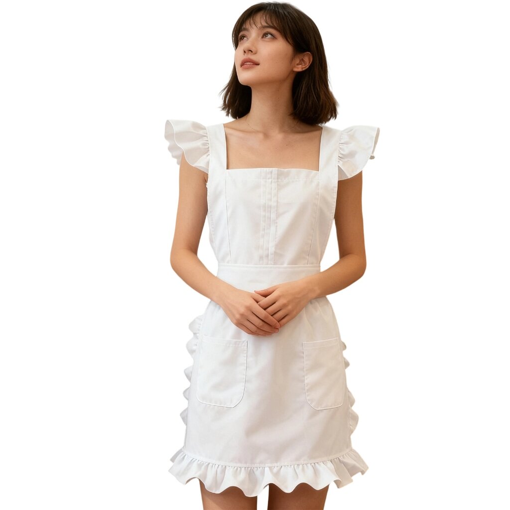 Элегантный Фартук для горничной С отделкой Рюшами, Мягкий Фартук из Полиэстера, Удобный Сервировочный Фартук, Идеально подходящий для Косплея, мероприятий и домашнего использования