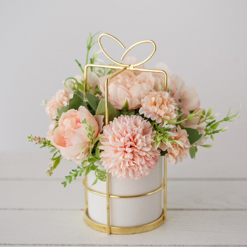 Искусственная цветочная композиция, маленький домашний декор для гостиной, украшение для офисного стола, искусственные цветы, сухой цветочный букет