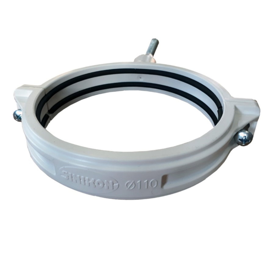 Хомут пластиковый для шумопоглощения канализационных труб d=110 мм
