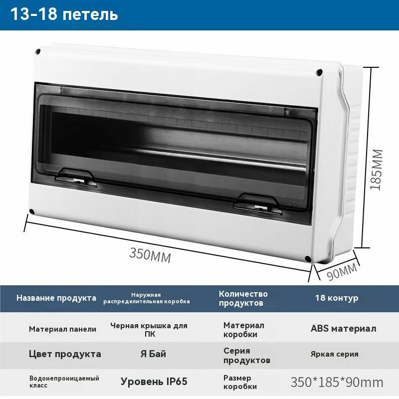 Бокс/ щиток электрический пластиковый для автоматов, щит распределительный навесной 18 модулей 65IP