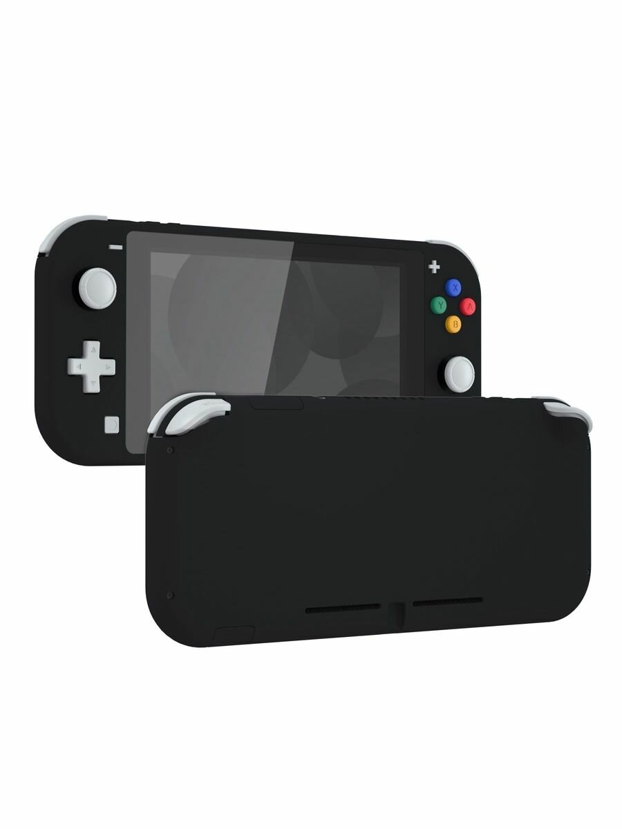 EXtremeRate корпус для Nintendo Switch Lite (NSL), мягкое покрытие Soft Touch, чёрный, с защитным стеклом