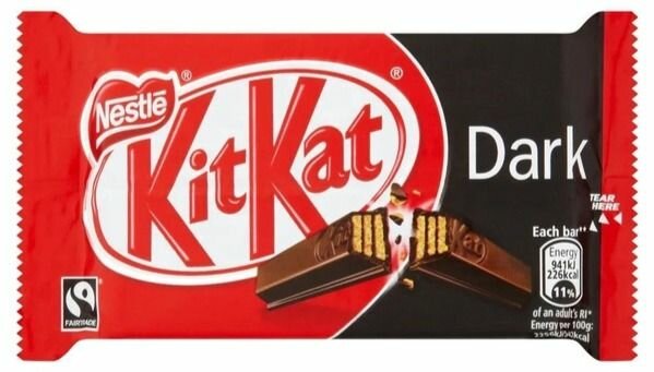 Шоколад KITKAT Dark темный с хрустящей вафлей (испания) 41,5г