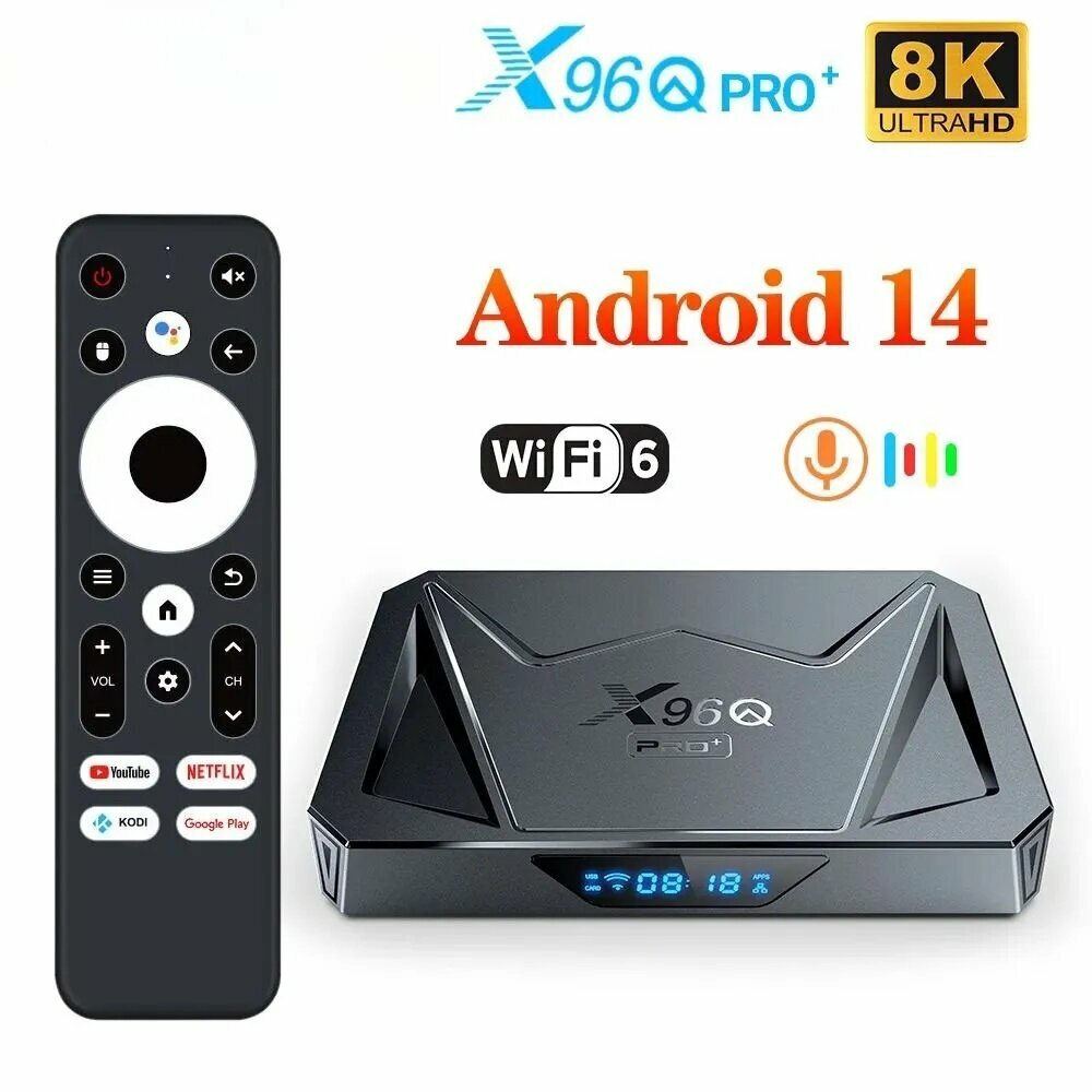 Смарт тв приставка X96Q Pro+ 4Гб/64Гб, Android 14 Пульт.