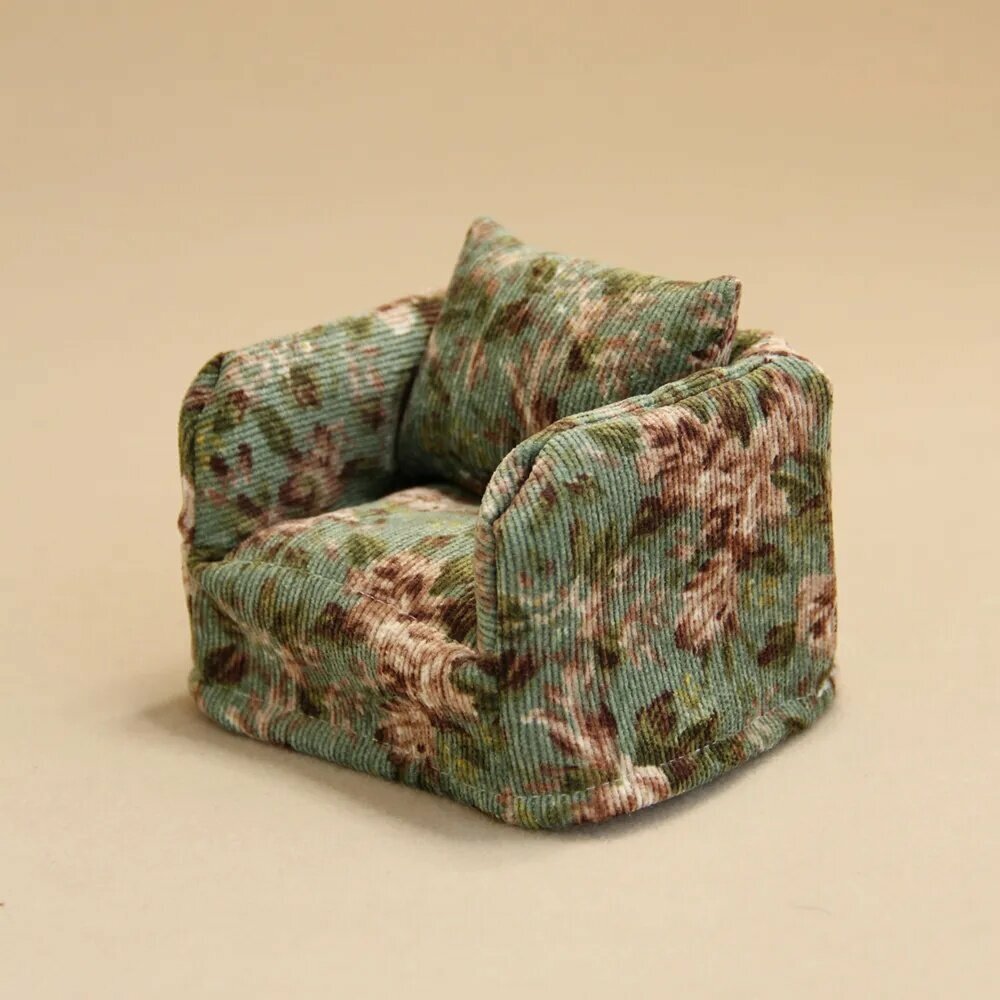 1:12 Кукольный домик для украшения дома мини-тканевый односпальный диван