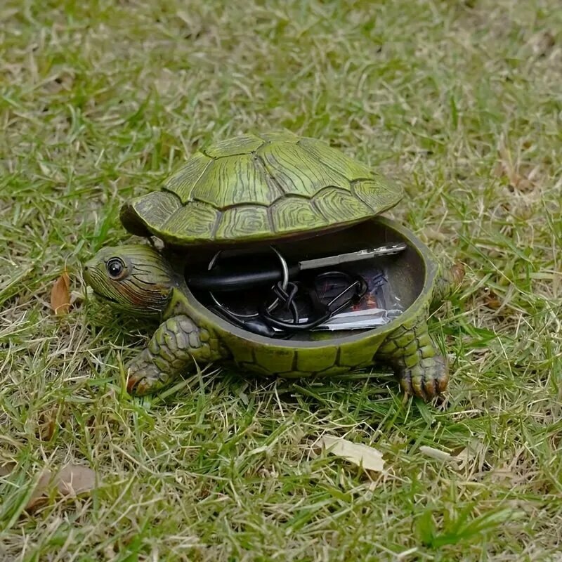 Реалистичная шкатулка-тайник для ключей в форме черепахи прочная смоляная коробка с откидной крышкой для хранения ключей и мелочей, декоративный контейнер без пароля