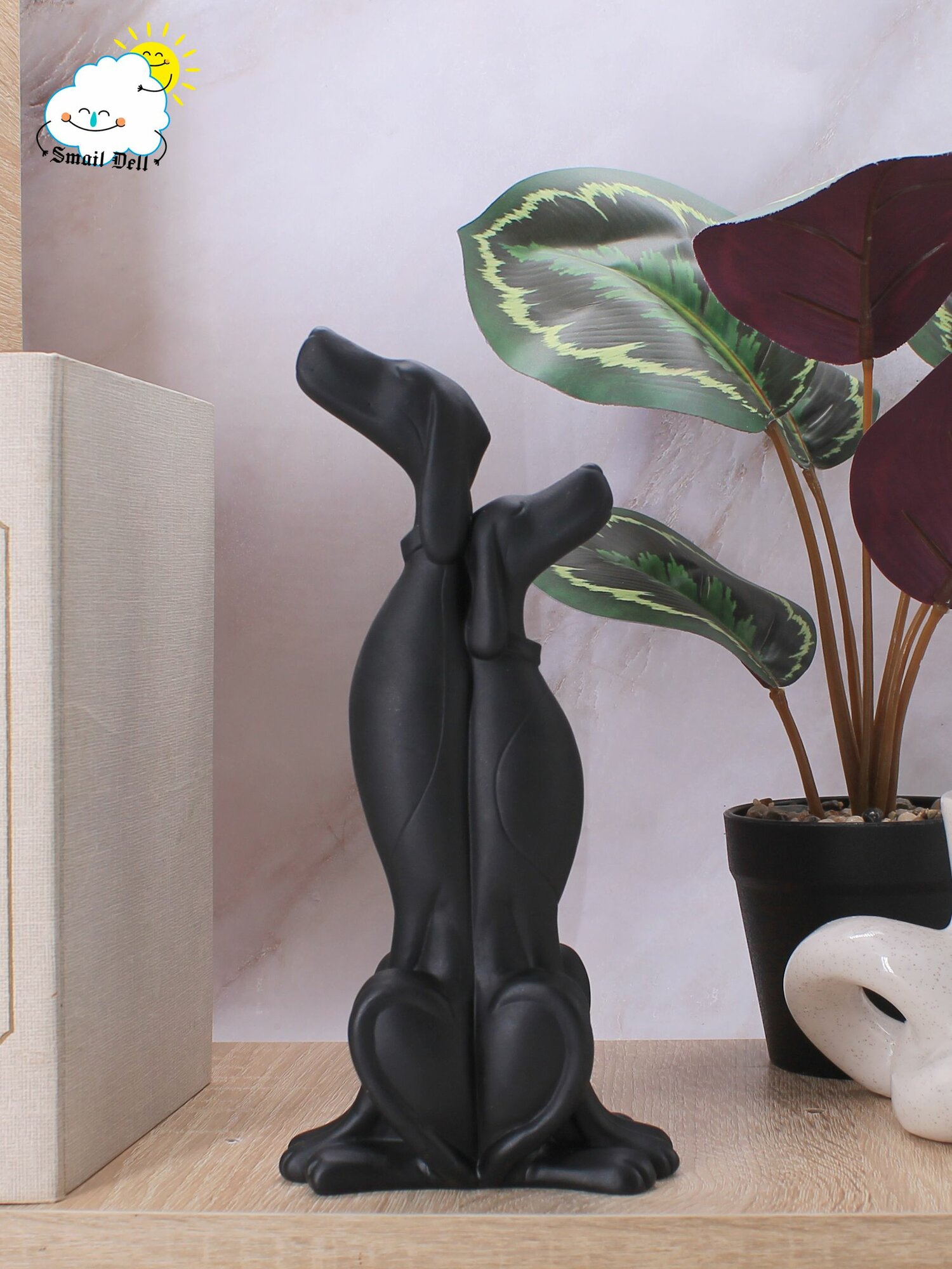 Статуэтка Собаки влюбленные , гипс, 21 см, цвет черный матовый