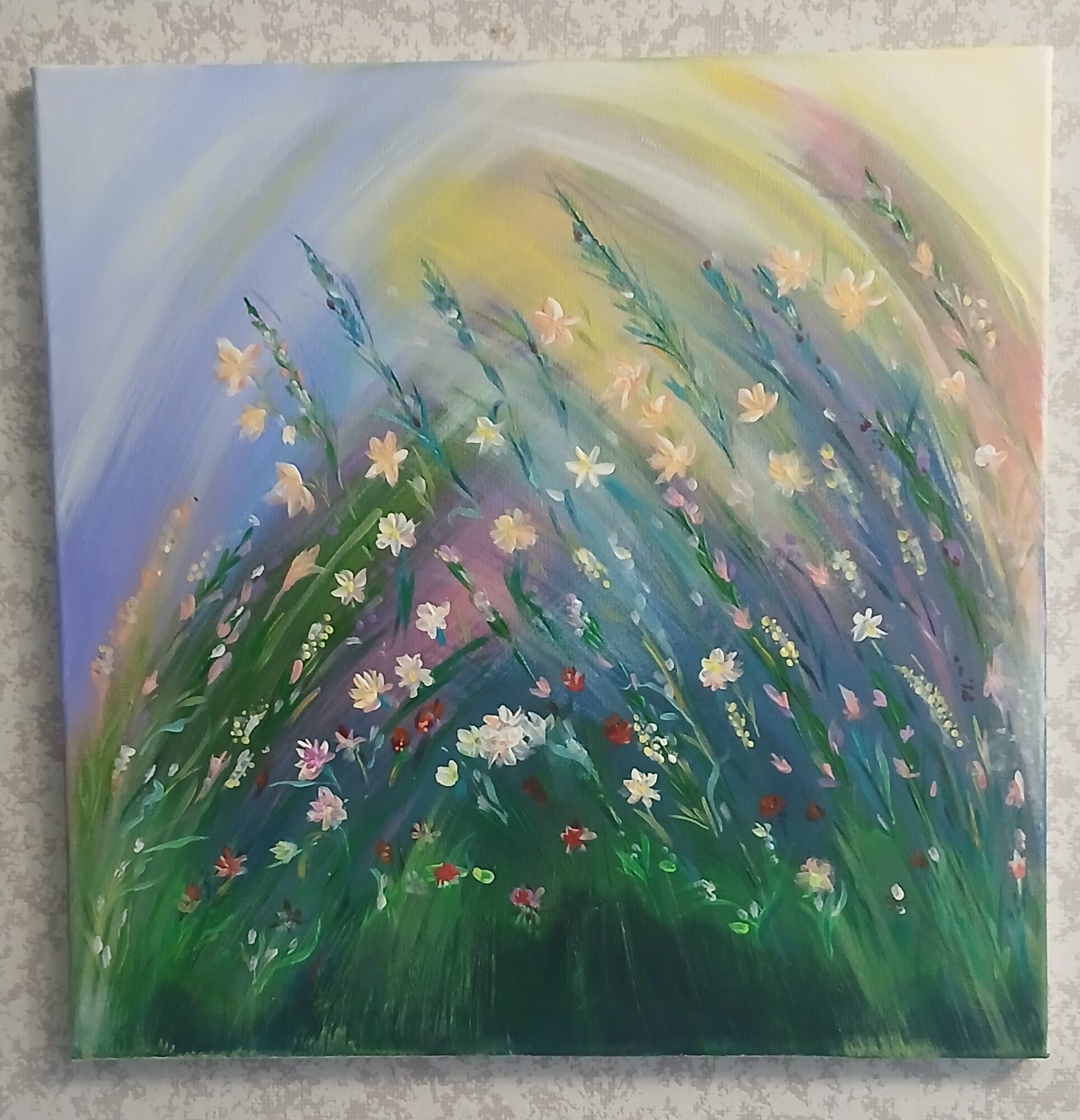 Картина " Полевые цветы", ручная работа, на подрамнике, холст, акриловые краски и акриловый лак. Идеальный вариант для дома, офиса.