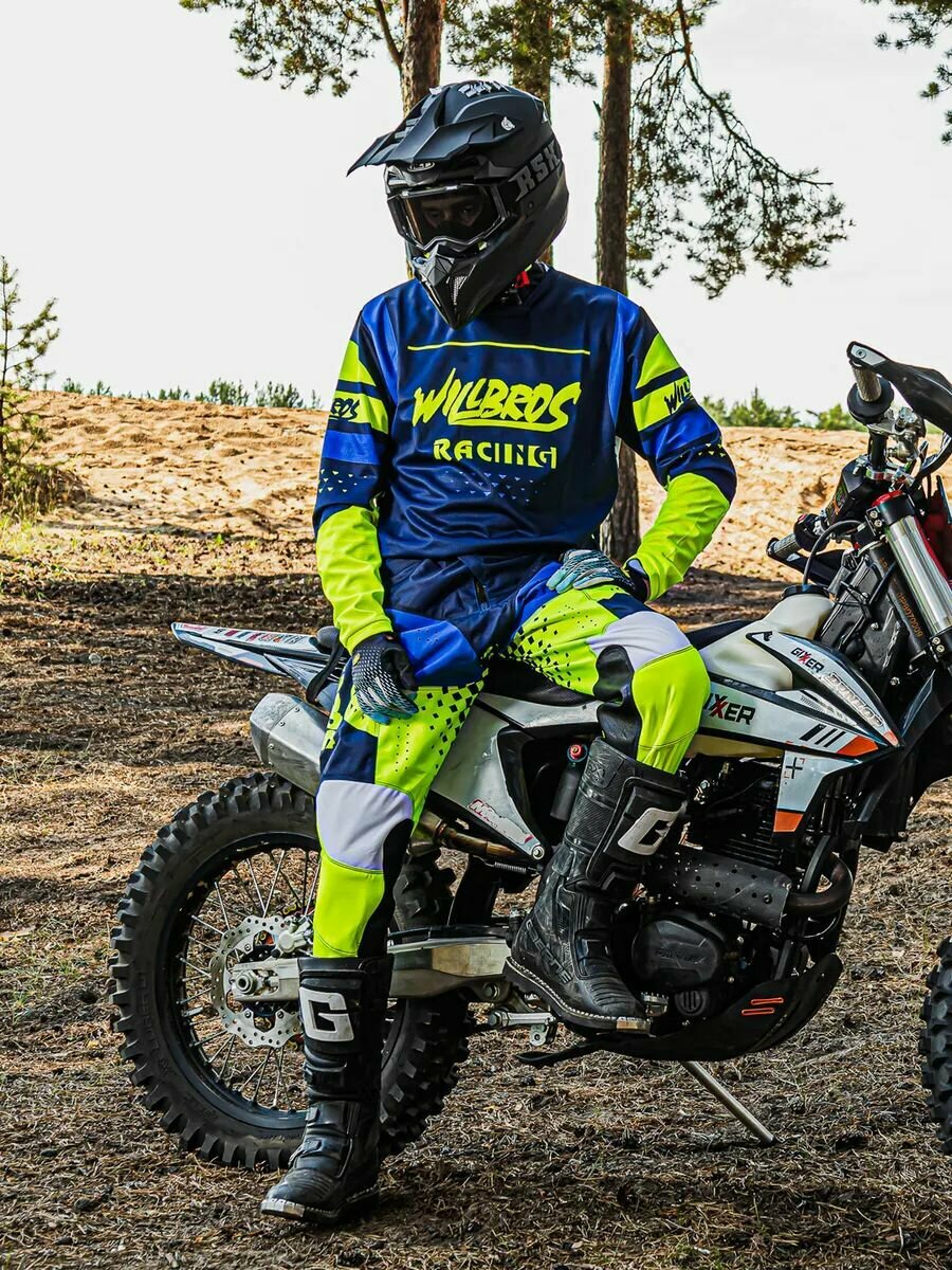 Джерси и штаны костюм для мотокросса и эндуро WILLBROS RACE Blue/Yellow XL