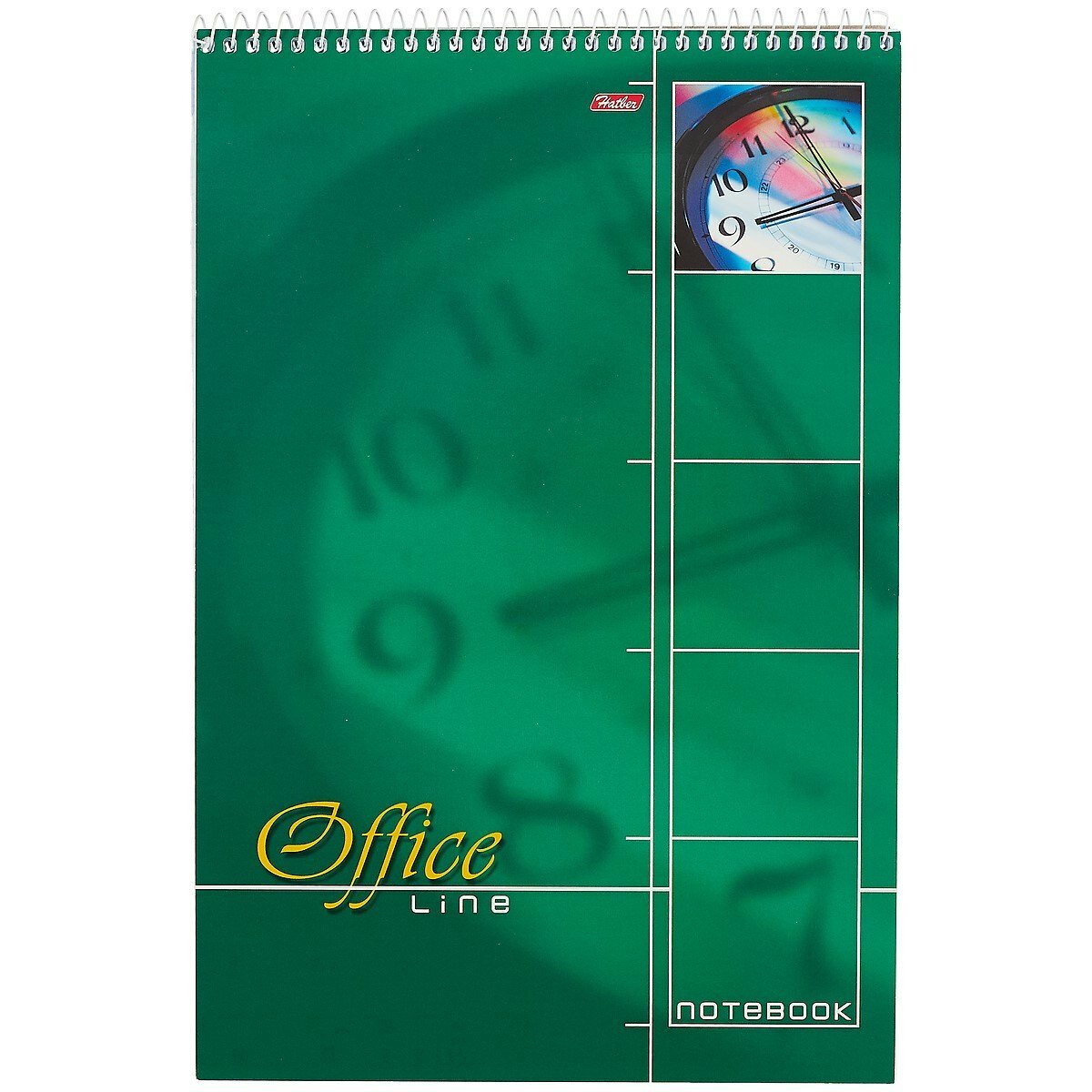 Блокнот А4 60л кл. "Office Line" спираль, зелен. мел. картон, УФ-лак, жестк. подложка