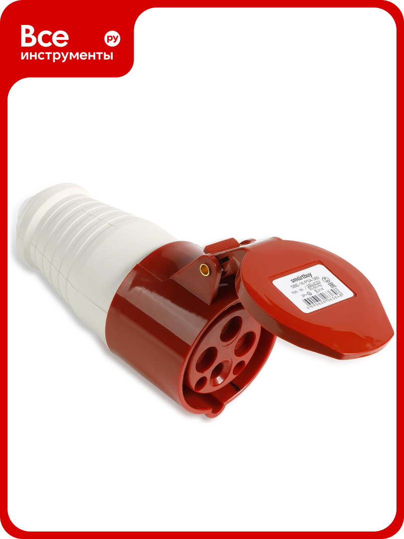 Розетка переносная Smartbuy 214 3Р+РЕ 16А 380В IP44, SBE-16-PS4-380