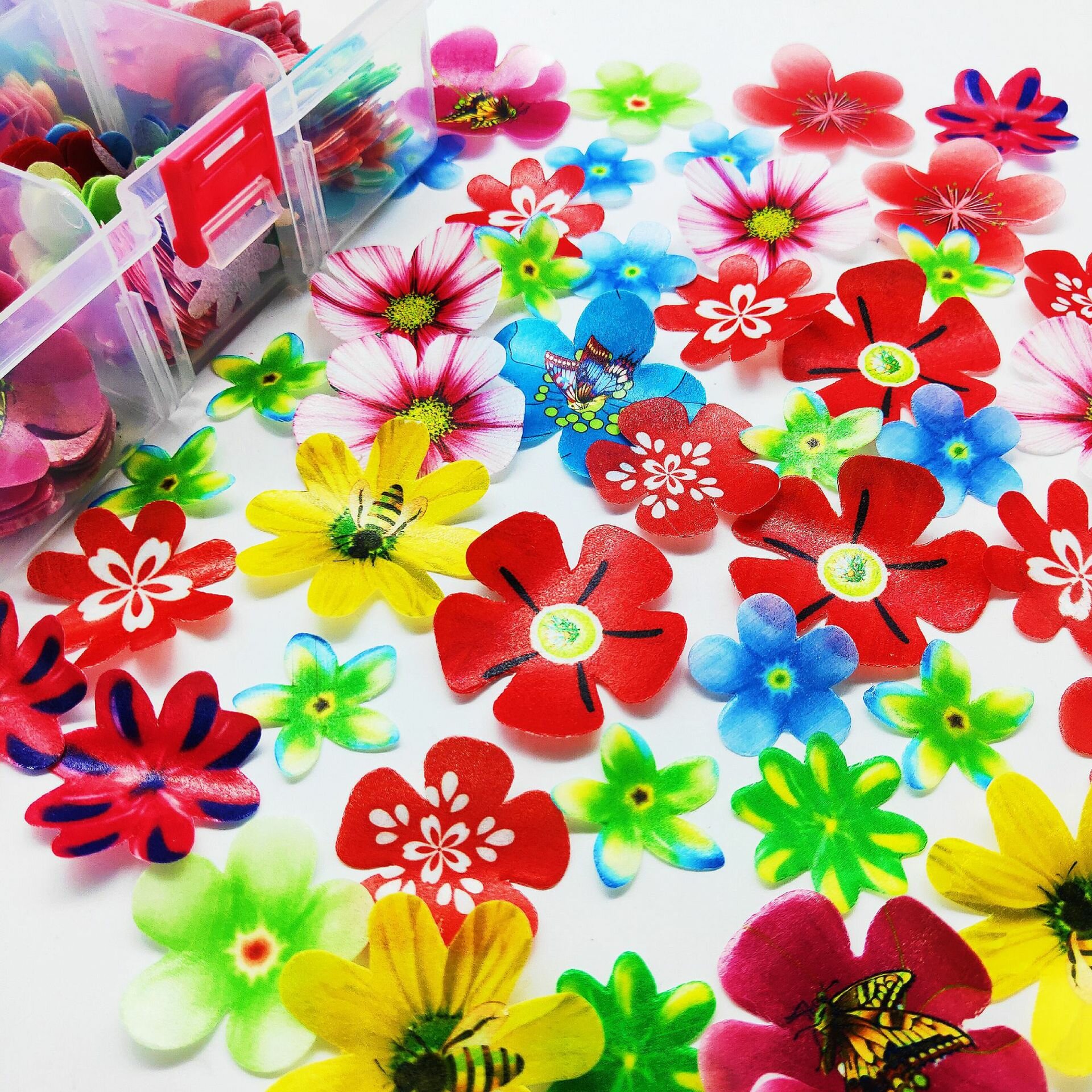 Цветочная бумага из клейкого риса, вафельная бумага для цифрового декорирования тортов, маленькие цветочные украшения, цветы из клейкого риса.