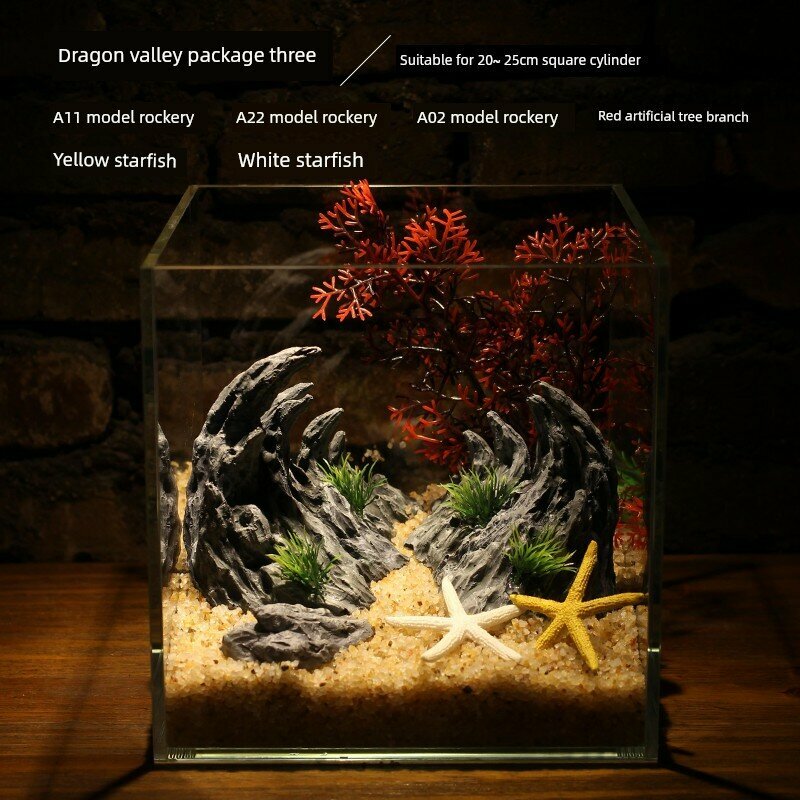 Каньон из камня дракона для аквариума, декор для рыб, набор 3, размер 12-14 см, реалистичный дизайн