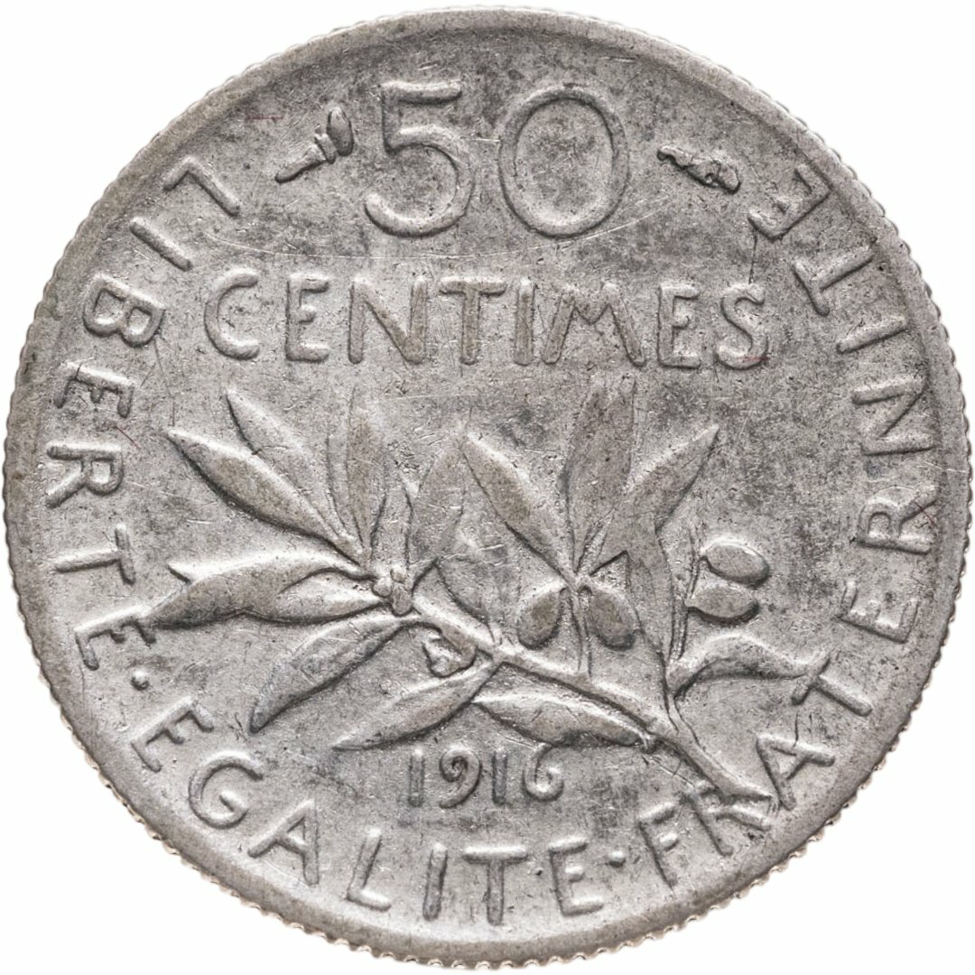 Франция 50 сантимов (centimes) 1916