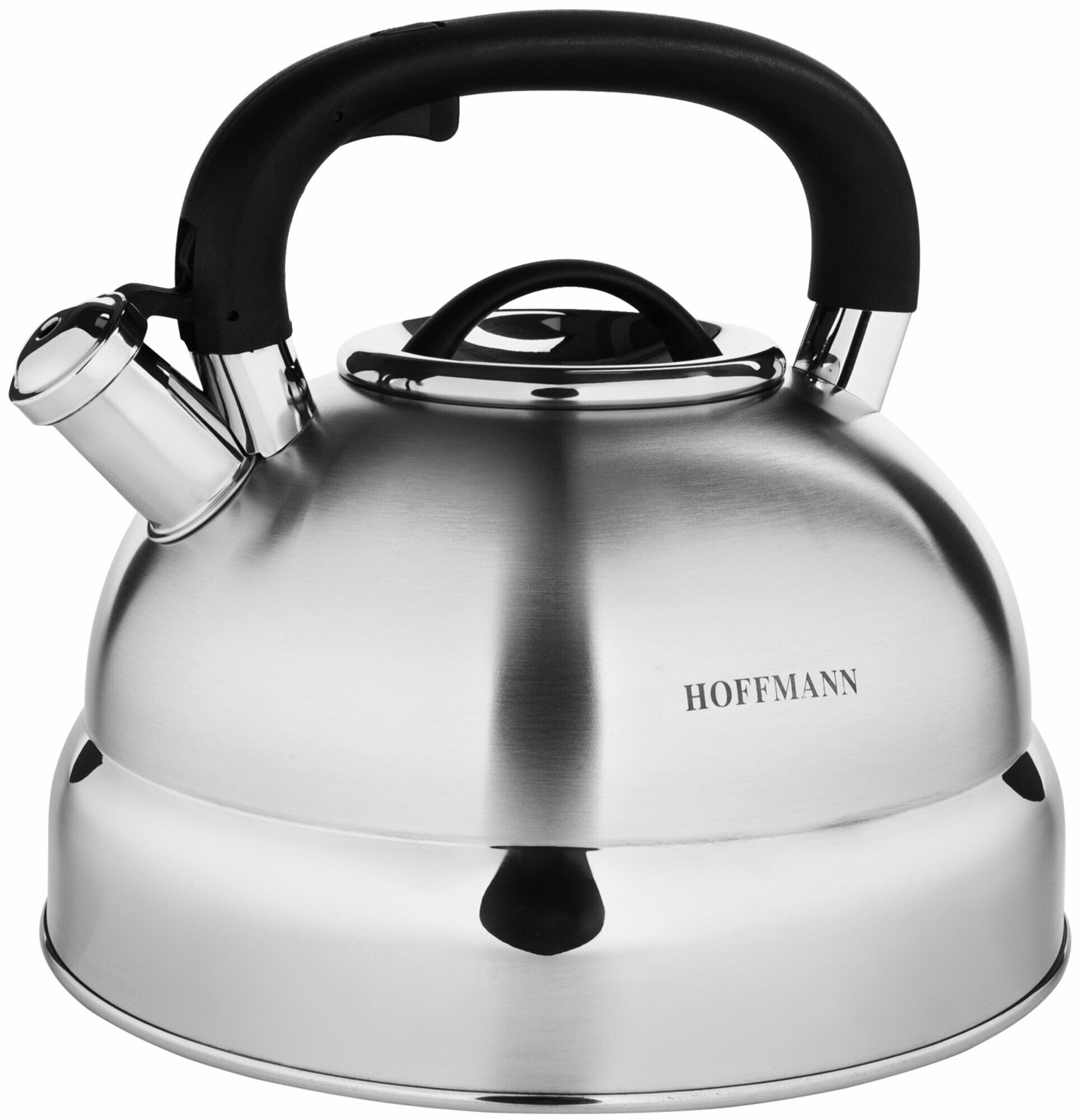 Чайник из нержавеющей стали со свистком Hoffmann 6,0 л. Для всех типов плит, для индукционной, газовой плиты