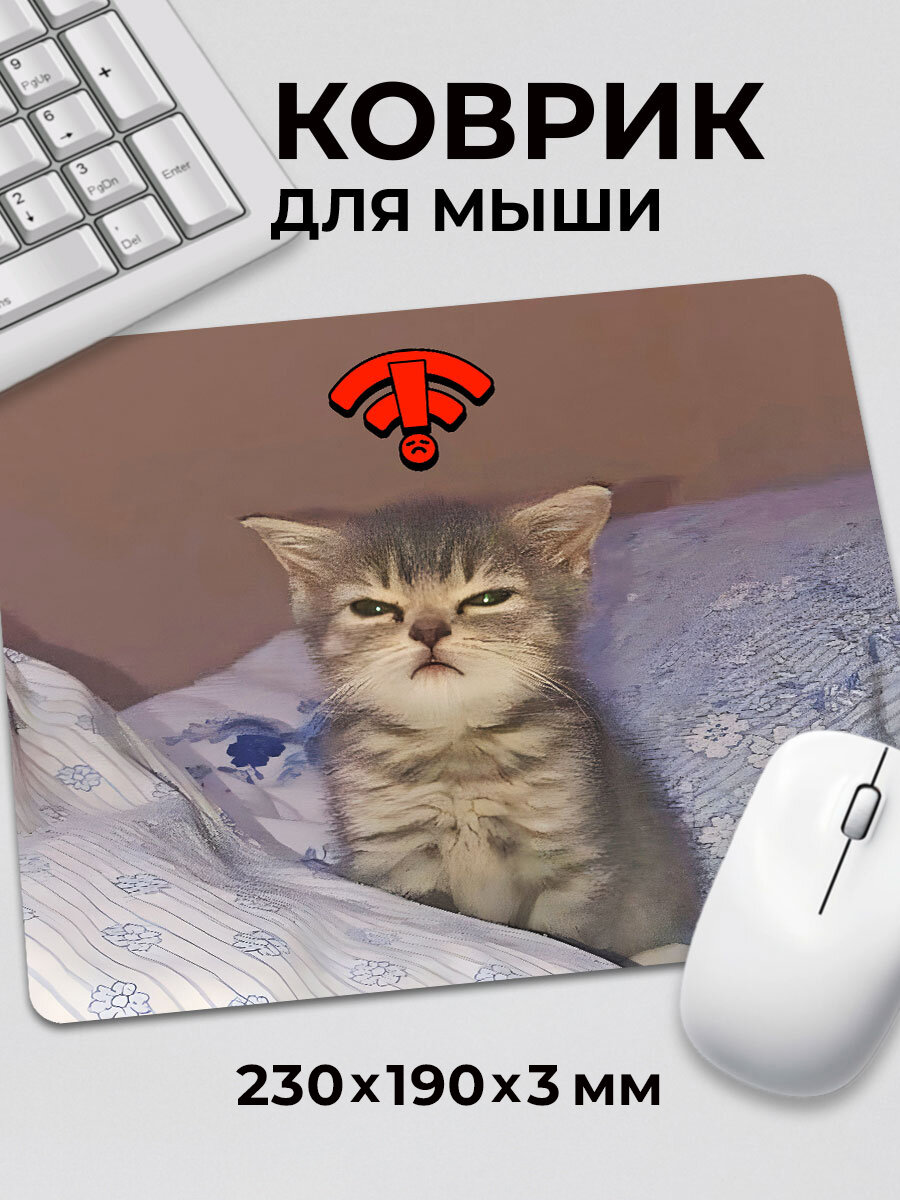 Коврик для мышки с приколом мем Котик Wi-Fi нет подключения