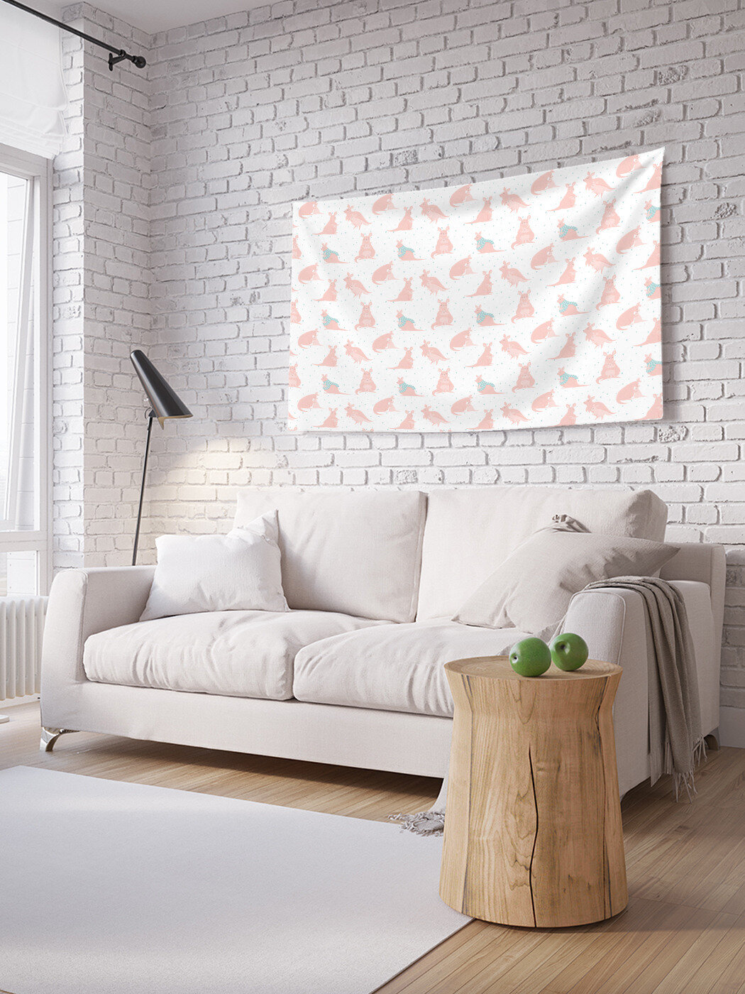 Горизонтальное фотопанно на стену "Кенгуру в пастельных тонах", 150x200 см