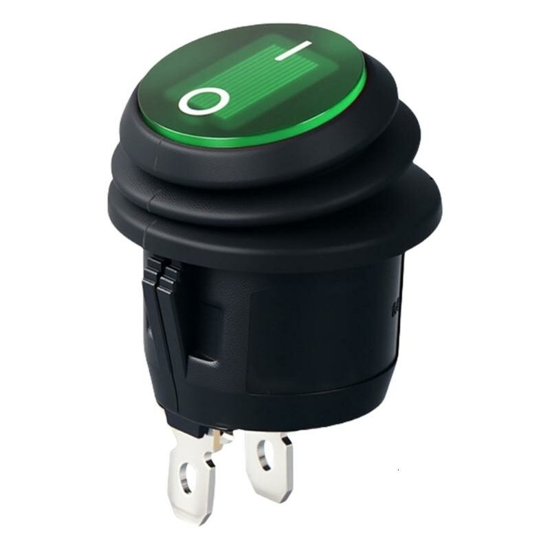 Водонепроницаемый двухпозиционный двухконтактный круглый выключатель, Зеленый