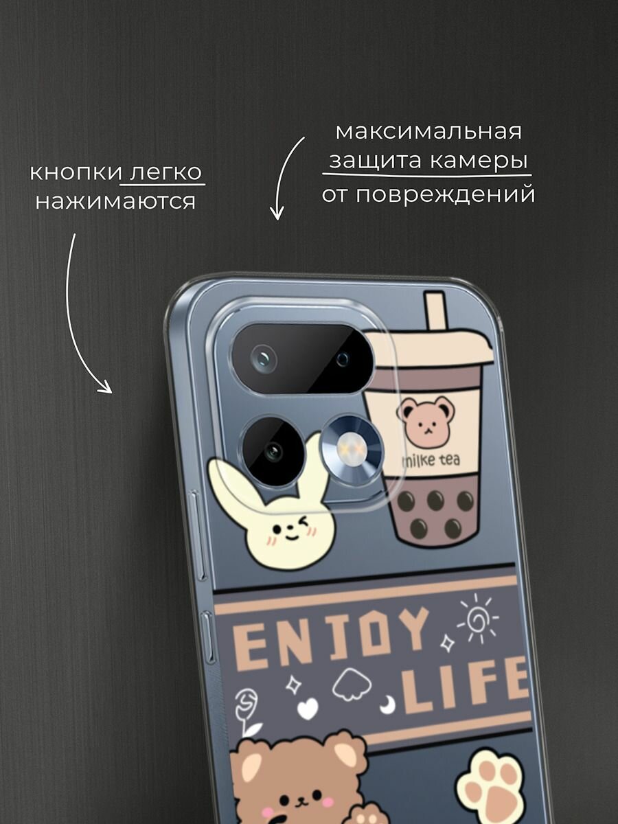 Чехол на Realme 16 Pro / Реалме 16 Про с принтом Enjoy life 2, прозрачный — фото 1