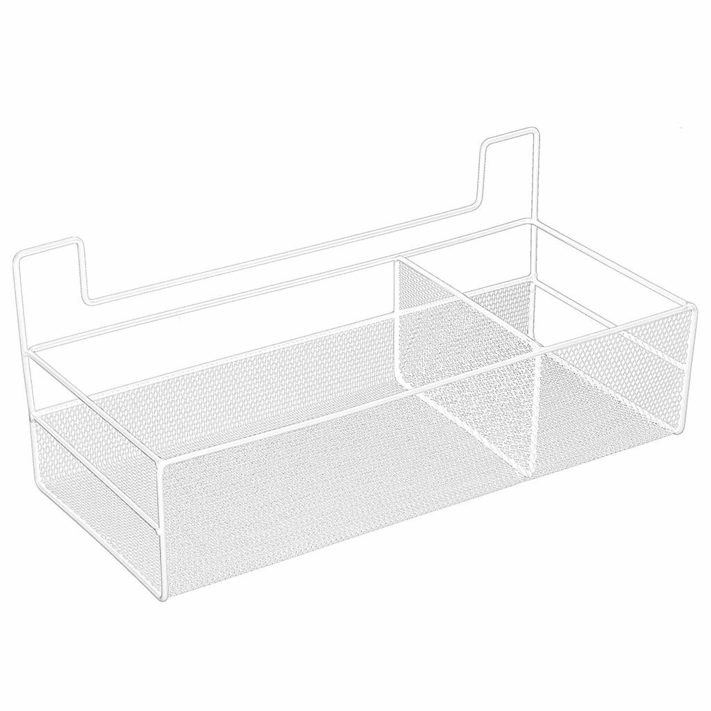 Полка КНР прямоугольная, металлическая, окрашенная, настенная "Вуаль" 1-ярусная, 2-х секционная, на липучках, 35,5х15,5х9-15 см, белый (CY-0163)