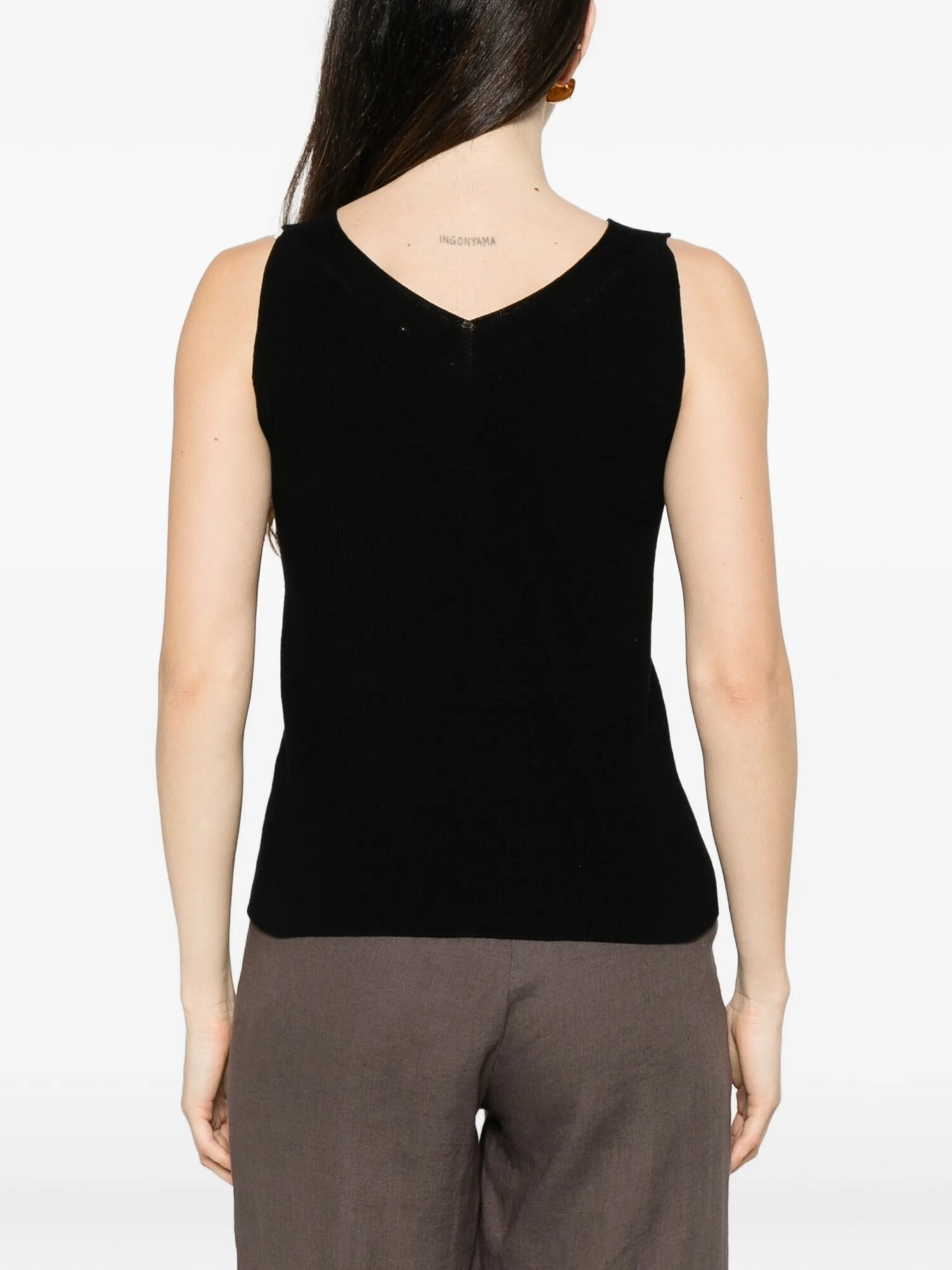 Топ Panicale Bead-embellished V-neck top, размер 40, black/black — фото 1
