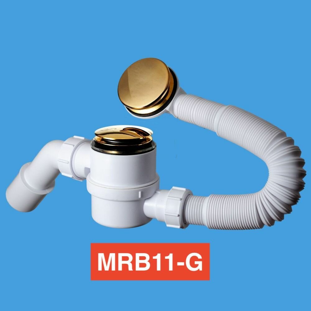 McAlpine MRB11-G Сифон для ванны 11/2-40/50 кнопка клик-клак, автомат, золото