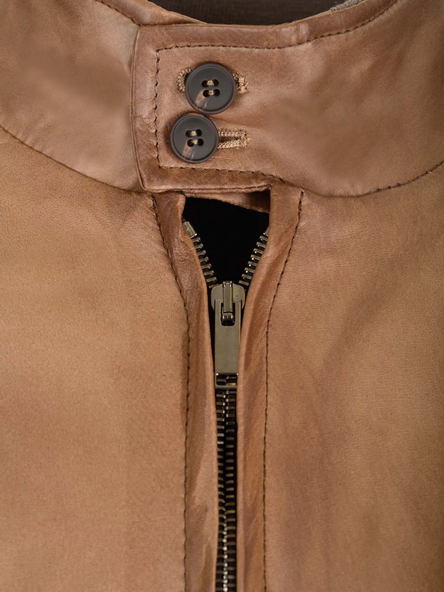 Куртка al duca d'aosta Padded zip-up leather jacket, размер 50, brown — фото 1