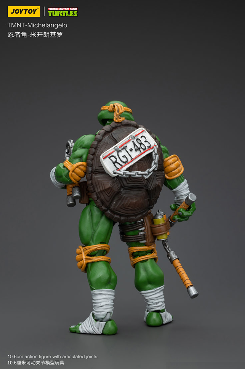 Фигурка JOYTOY "TMNT Michelangelo", цветная, интерактивная, подарочная упаковка, ПВХ, 10,6см.