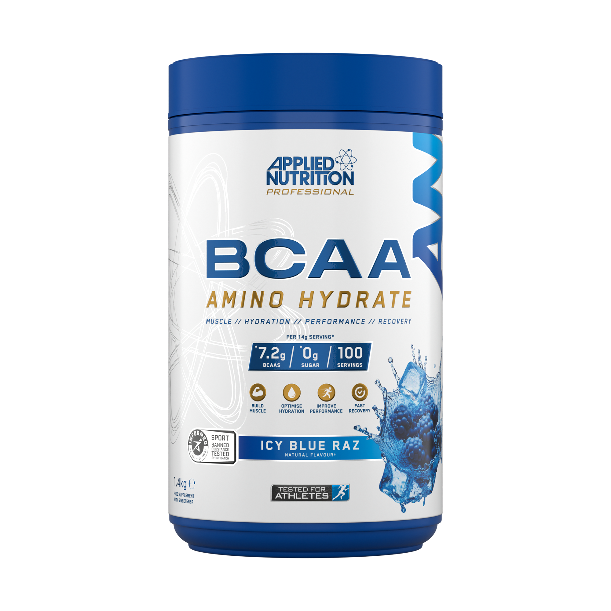 Аминокислоты БЦАА амино-гидрат 1400 грЛедяная голубая малина /Applied Nutrition BCAA AMINO-HYDRATE