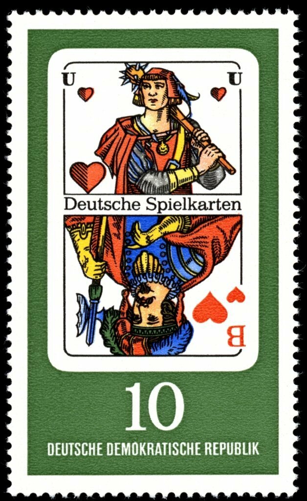 (1967-055) Марка Германия (ГДР) "Валет червей" Игральные карты II