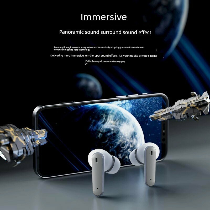 Беспроводные наушники Bluetooth True Wireless серые премиум-версия с двойным хостом шумоподавление ENC Dolby Atmos чип