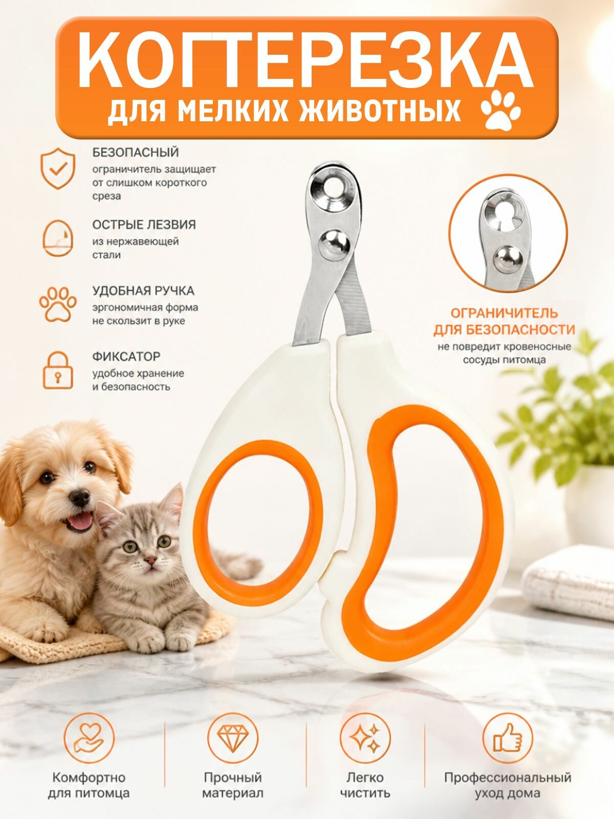 Когтерезка для кошек с ограничителем ножницы для стрижки когтей