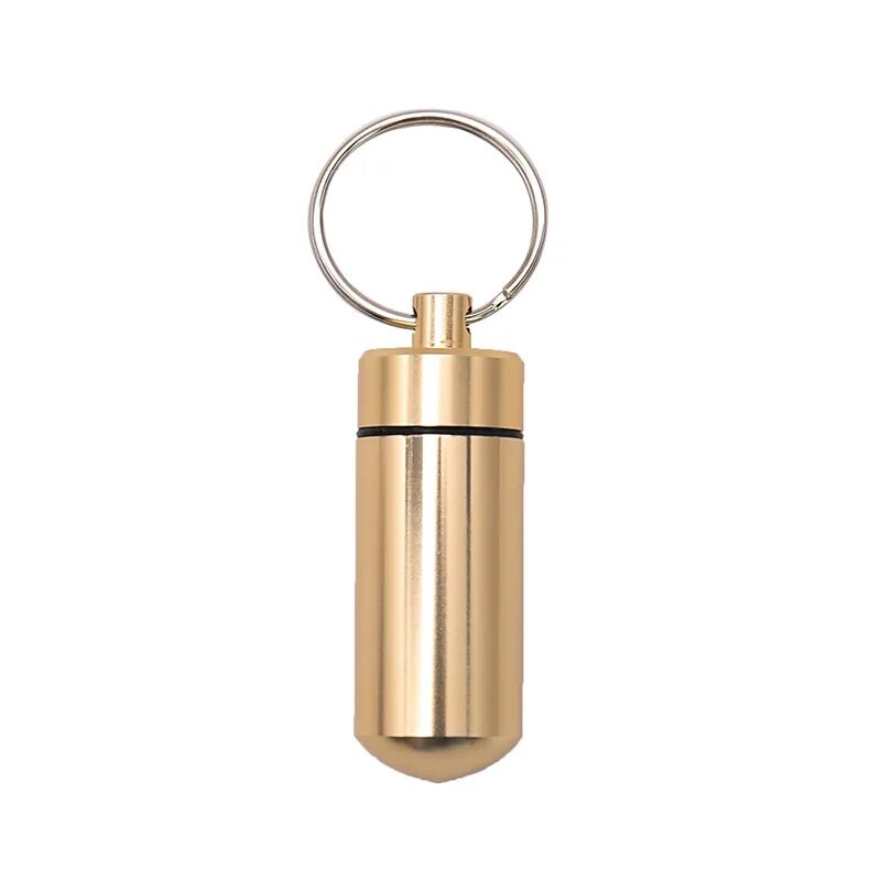 Алюминиевый контейнер для таблеток на ключи Light Gold