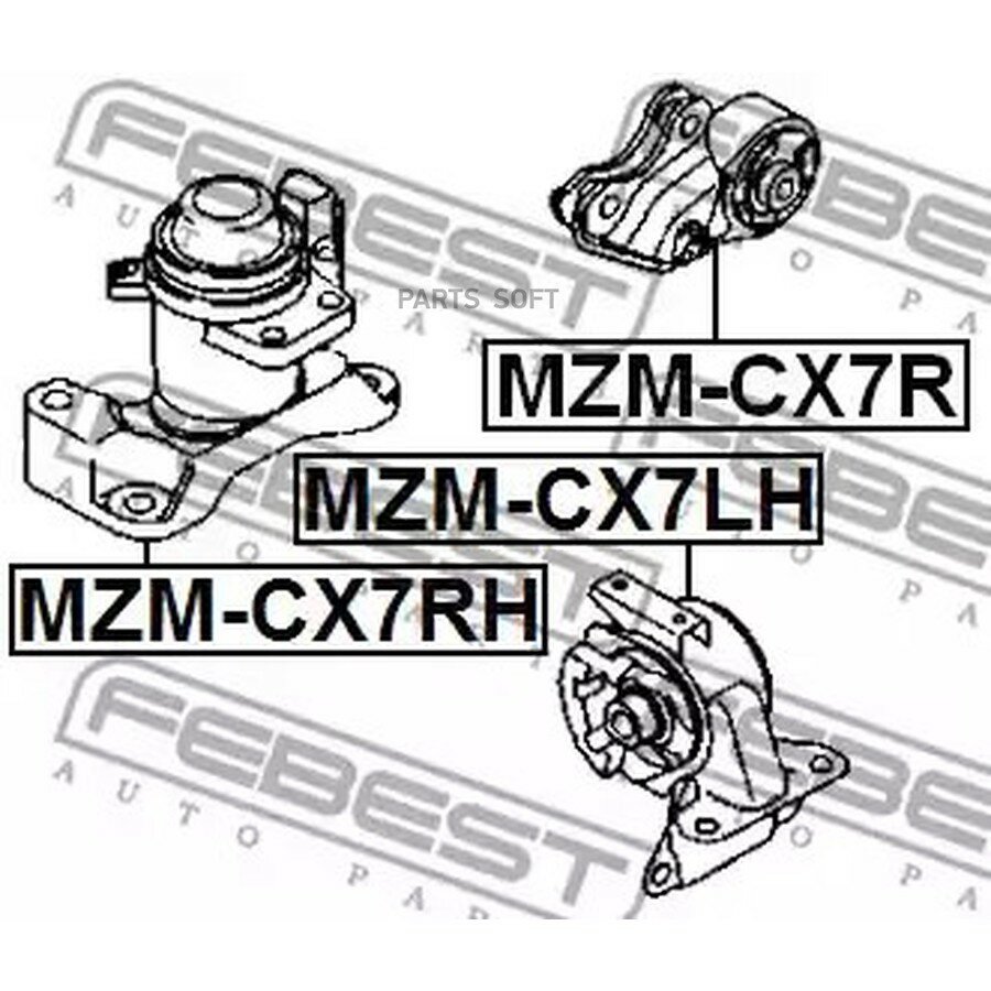 FEBEST MZM-CX7R подушка двигателя задняя (MAZDA CX-7 ER 2006-) FEBEST