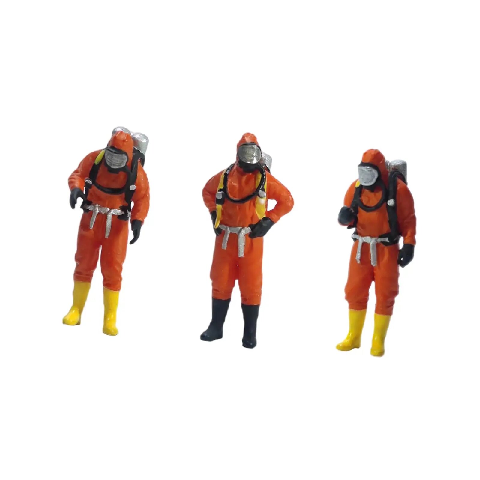 Миниатюрные фигурки в костюмах Hazmat 3 шт, оранжевые, 2.8cm