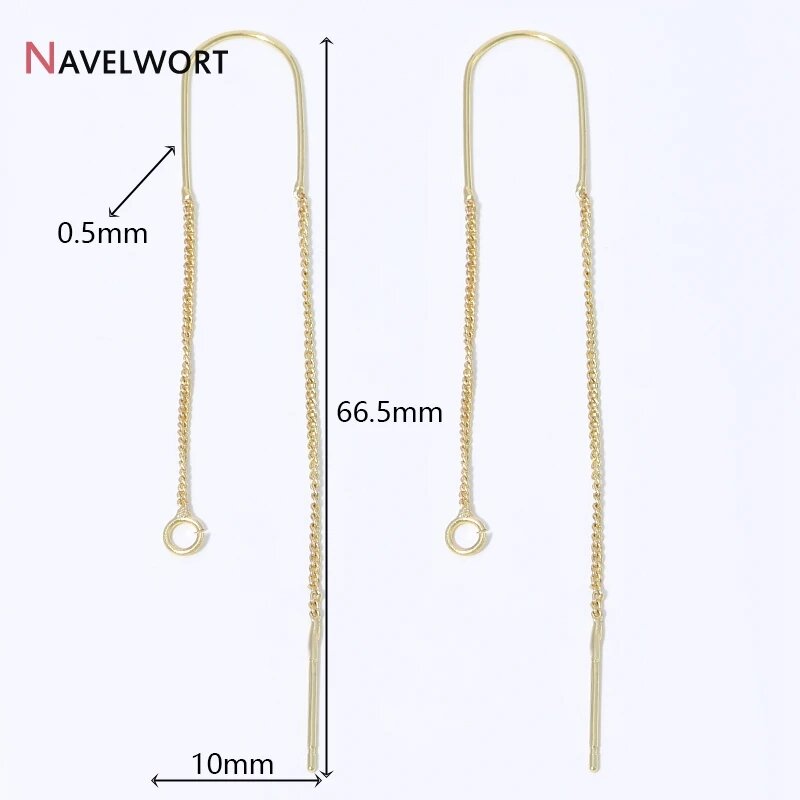 NAVELWORT Позолоченные латунные швензы для сережек 1 pair, Желтый, 18K gold plated