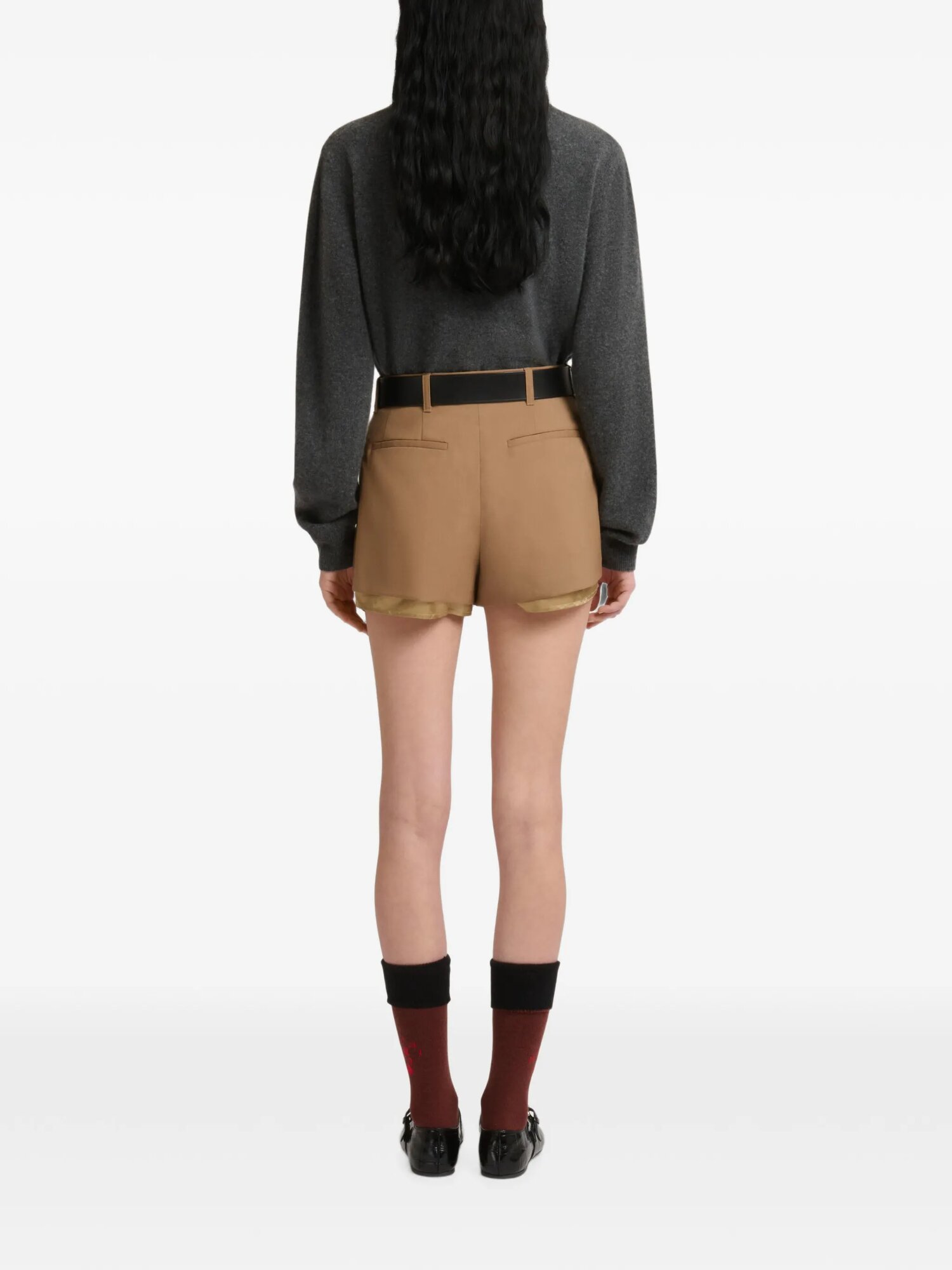 Шорты Marni Brown wool shorts with exposed lining, размер 42 — фото 1