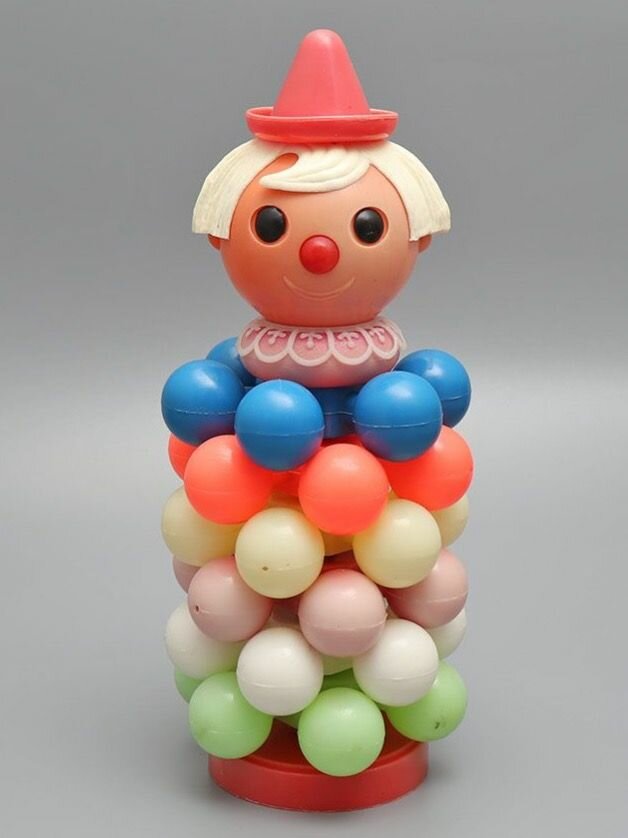 Винтажная советская детская игрушка "Пирамидка Клоун", пластмасса, 1970-80 гг, СССР