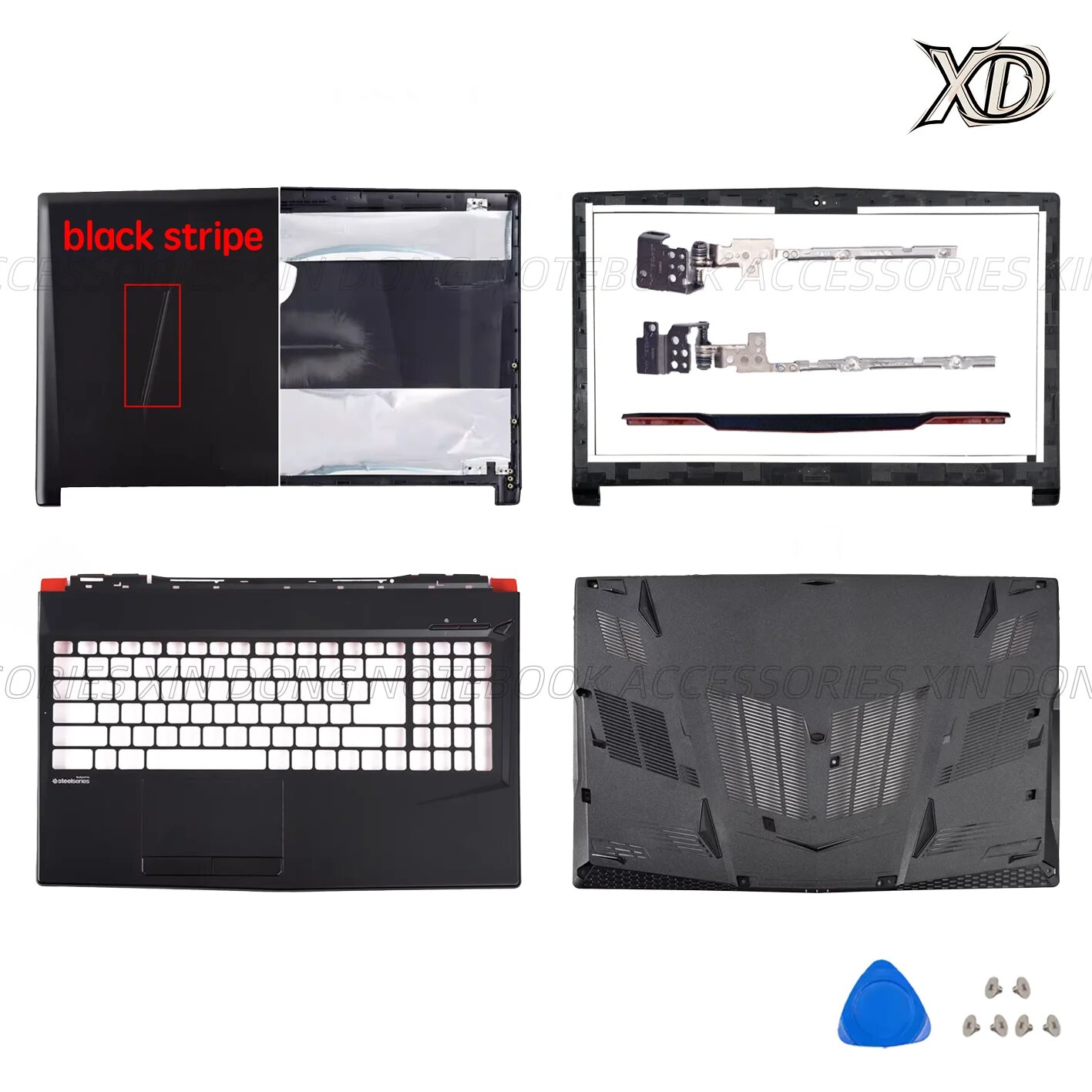 Крышка ноутбука Black ABCDHH style2